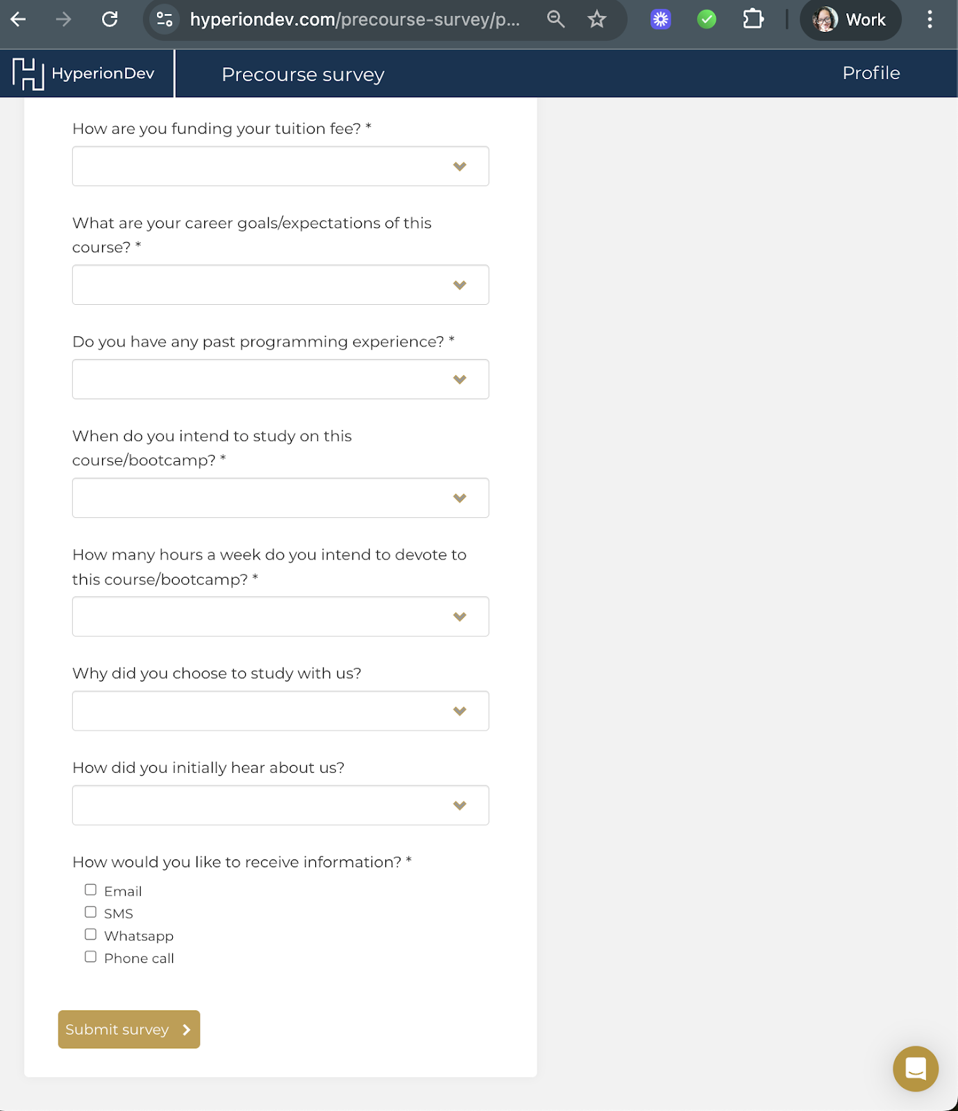 Pre-Course Survey & Student Undertaking Agreement – HyperionDev
