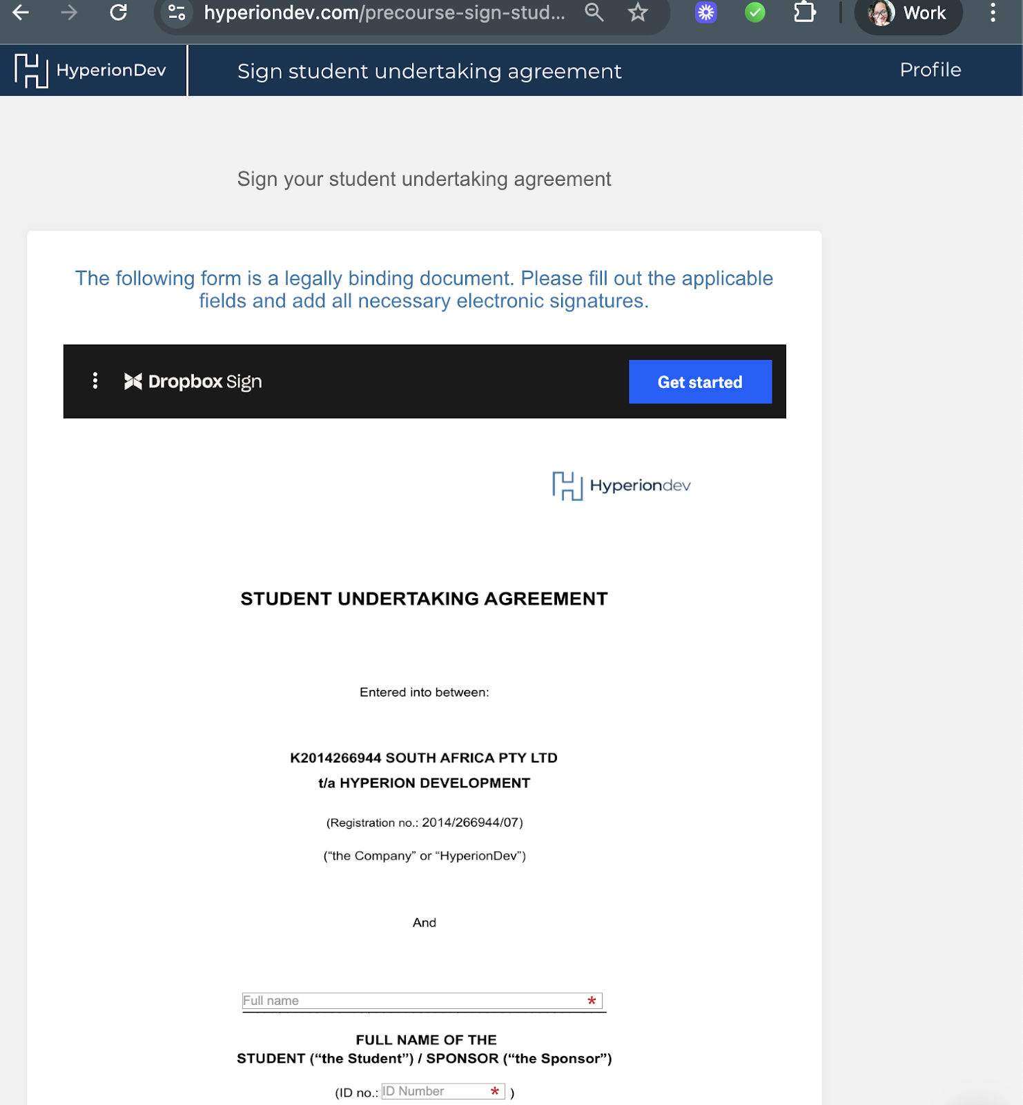Pre-Course Survey & Student Undertaking Agreement – HyperionDev