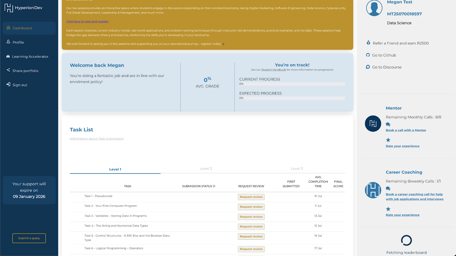 Pre-Course Survey & Student Undertaking Agreement – HyperionDev